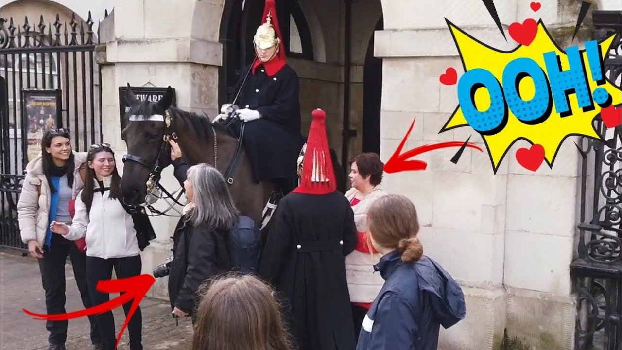 Female Guard's Massive Shout While Two Ladies Take a Picture!
